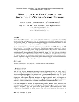 Workload-Aware Tree Construction Algorithm for Wireless Sensor Networks for MANETs | PDF