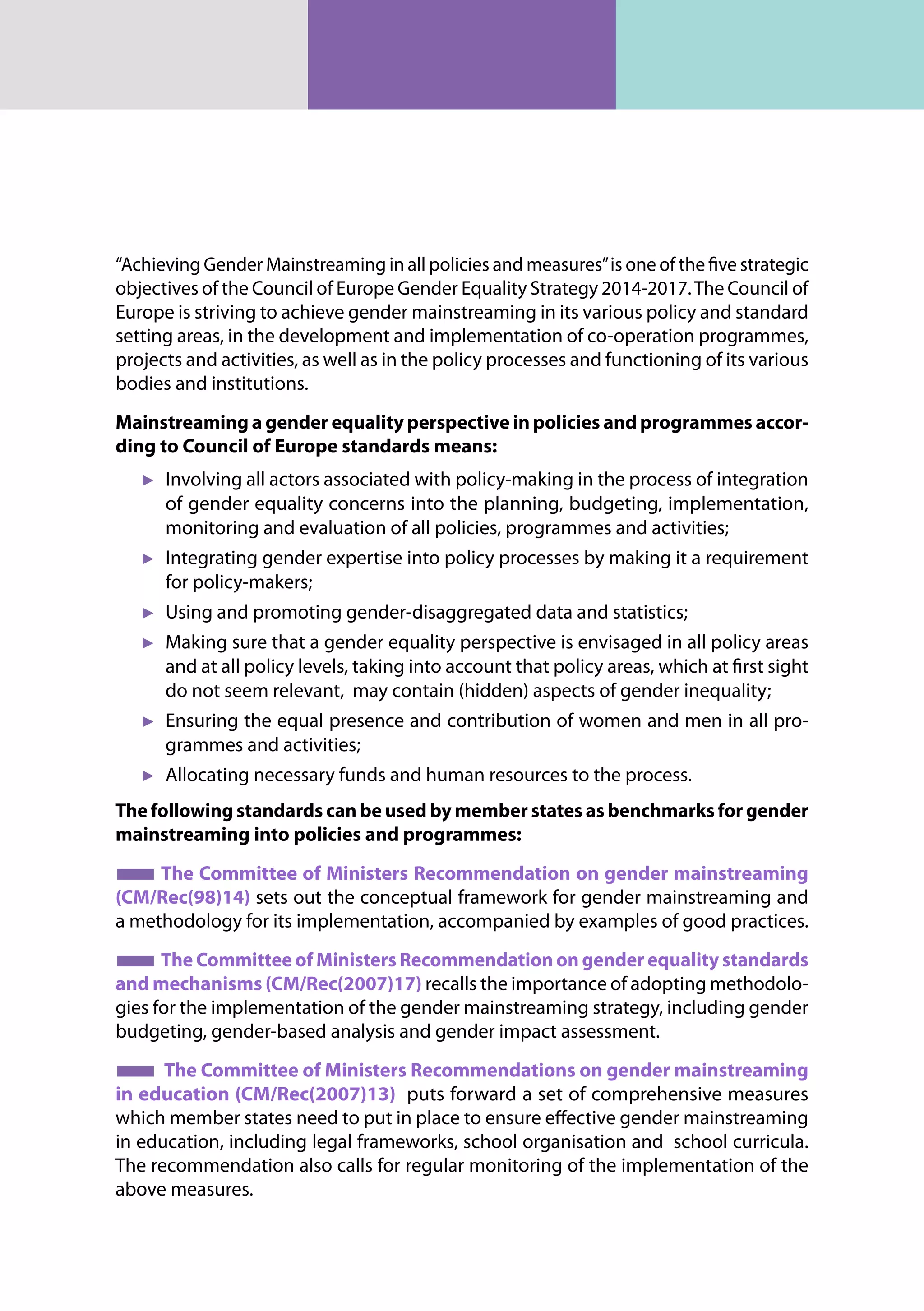 Achieving gender mainstreaming in all policies and measures | PDF