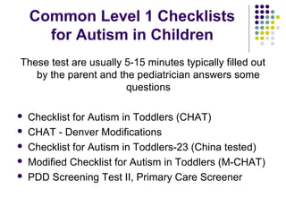 Checklist for Autism in Toddlers (Chat) | PPT