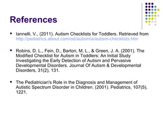 Checklist for Autism in Toddlers (Chat) | PPT