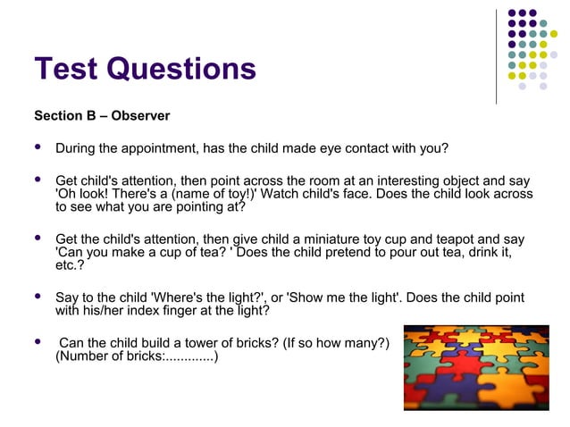 Checklist for Autism in Toddlers (Chat) | PPT