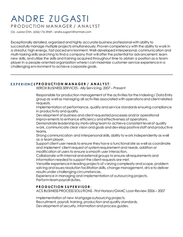 Resume - Andre Zugasti | PDF