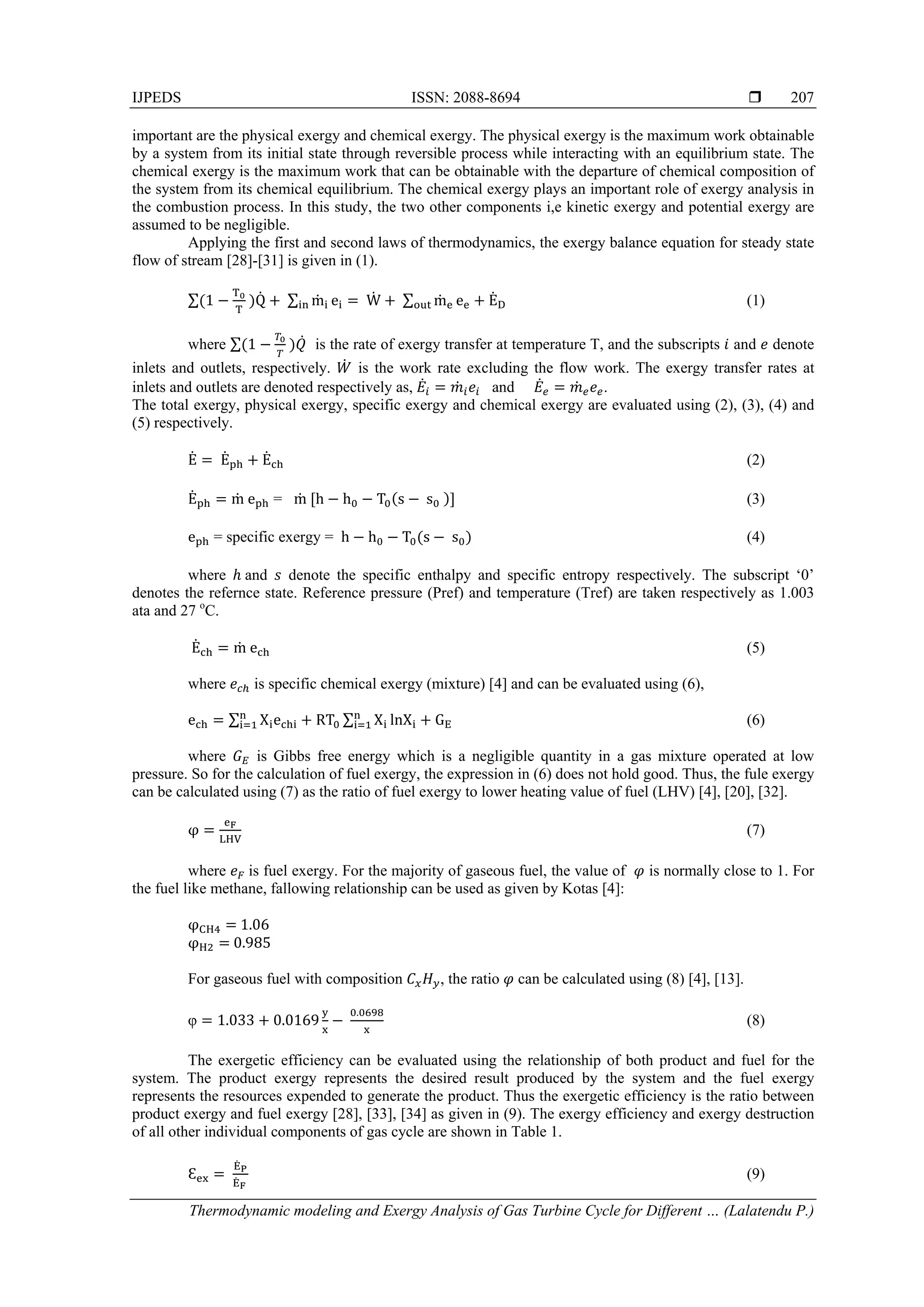 Thermodynamic modeling and Exergy Analysis of Gas Turbine Cycle for ...