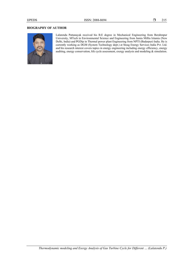 Thermodynamic modeling and Exergy Analysis of Gas Turbine Cycle for Different Boundary ...