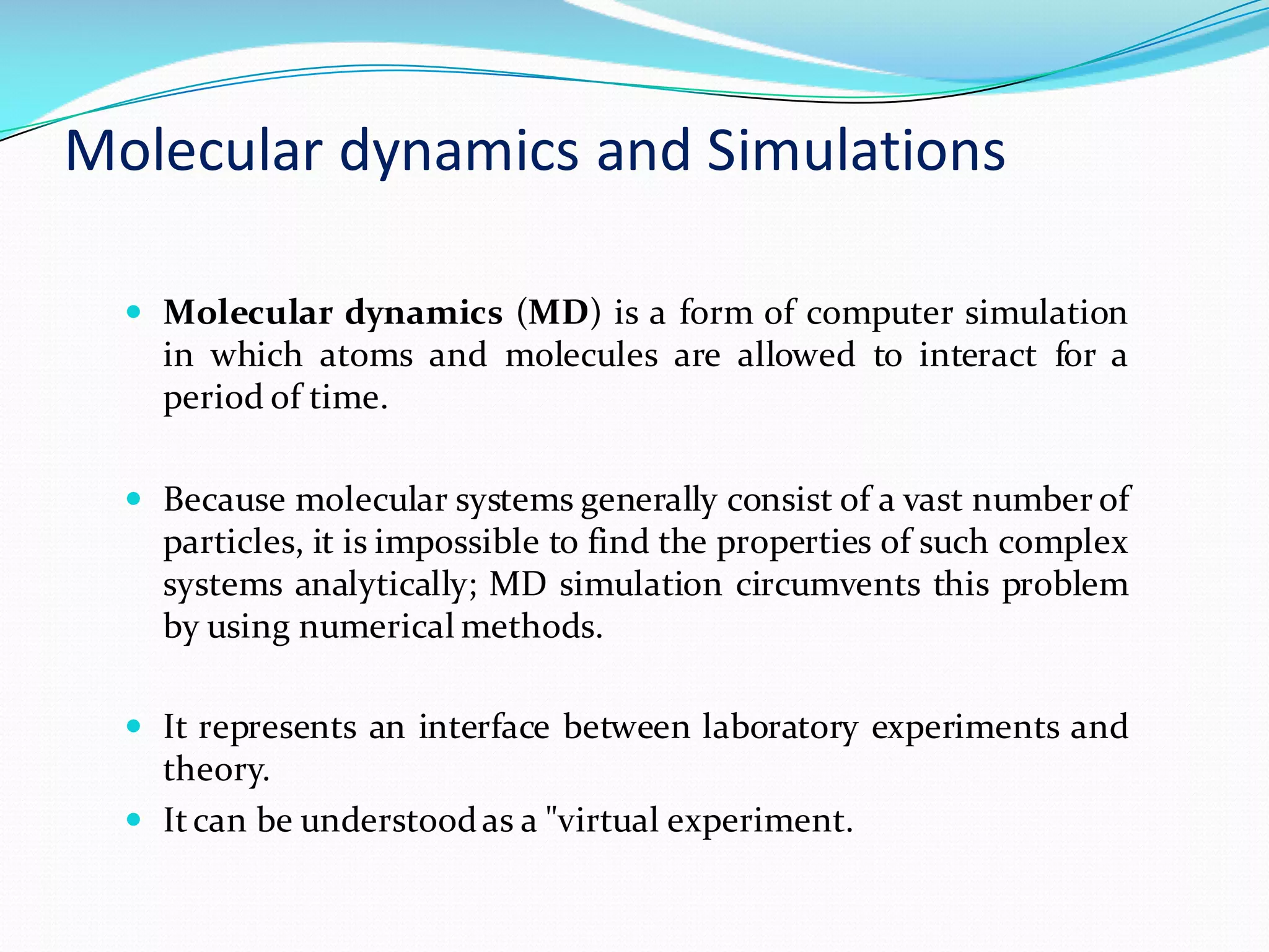 Molecular dynamics and Simulations | PDF