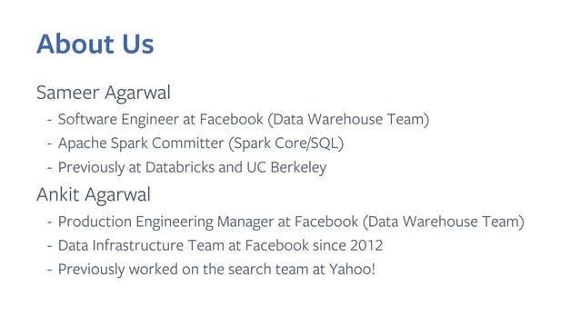 Scaling Apache Spark at Facebook | PPT