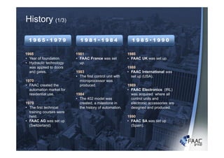 FAAC Group Corporate Presentation 2013 | PDF