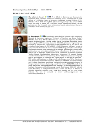 Turbo encoder and decoder chip design and FPGA device analysis for communication system | PDF