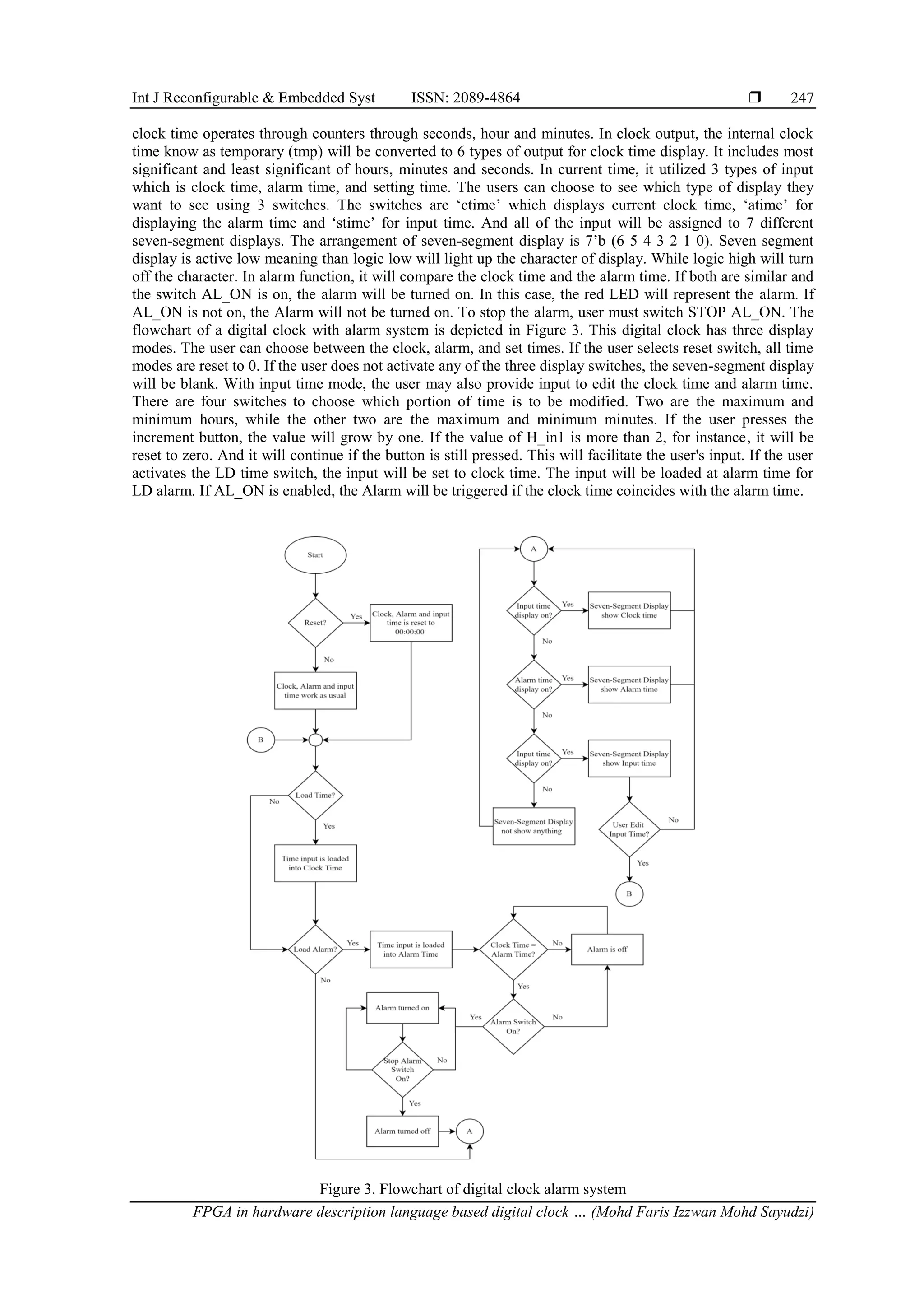 FPGA in hardware description language based digital clock alarm system ...