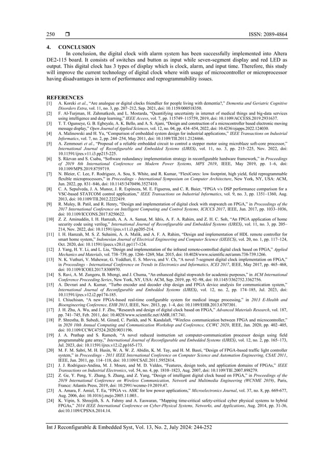 Fpga In Hardware Description Language Based Digital Clock Alarm System With 24 Hr Format Pdf