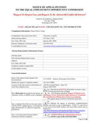 032115 - NOTICE OF APPEAL-PETITION TO EEOC OFFICE OF FEDERAL OPERATIONS ...