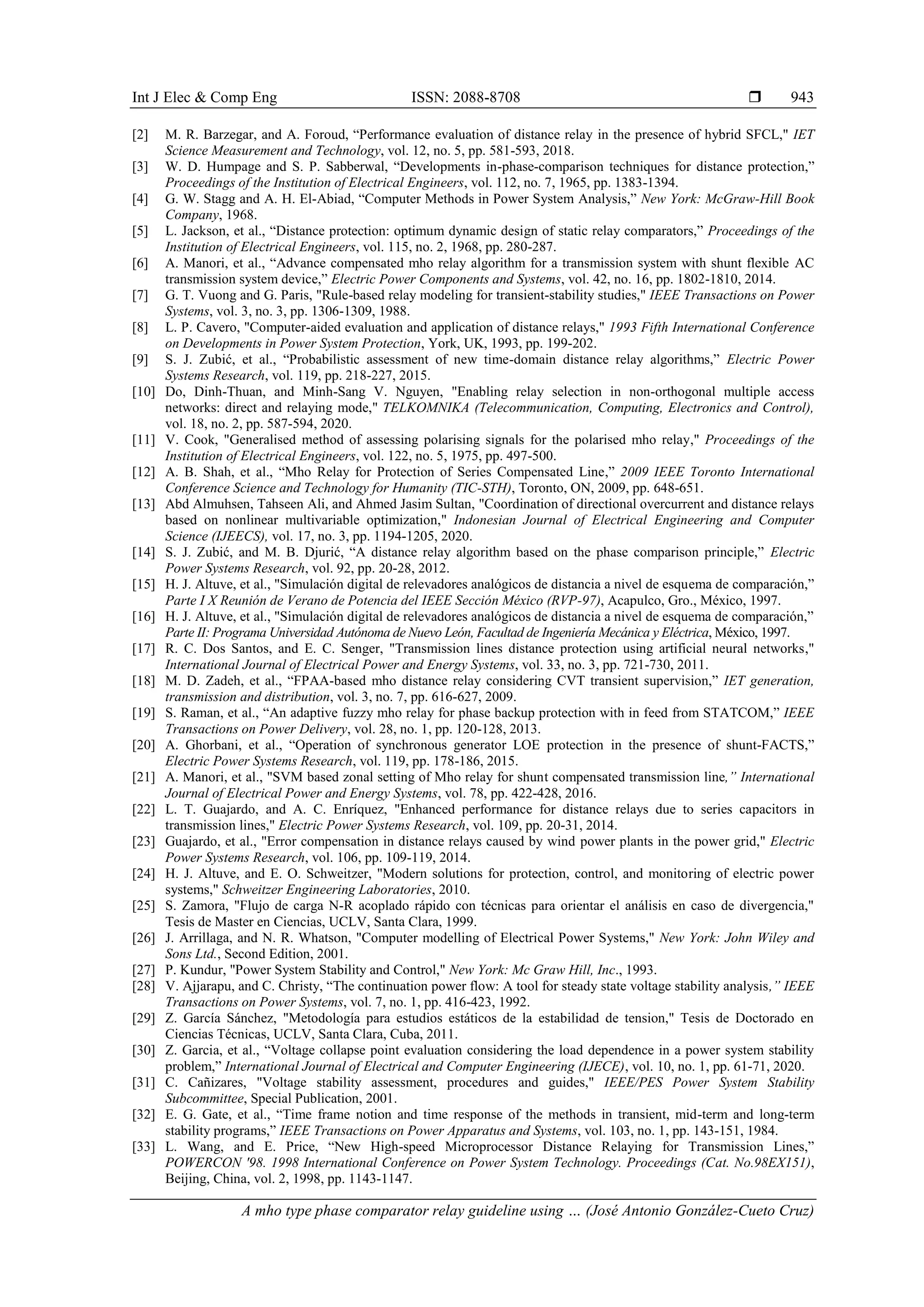 A mho type phase comparator relay guideline using phase comparison ...