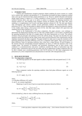 A mho type phase comparator relay guideline using phase comparison technique for a power system ...