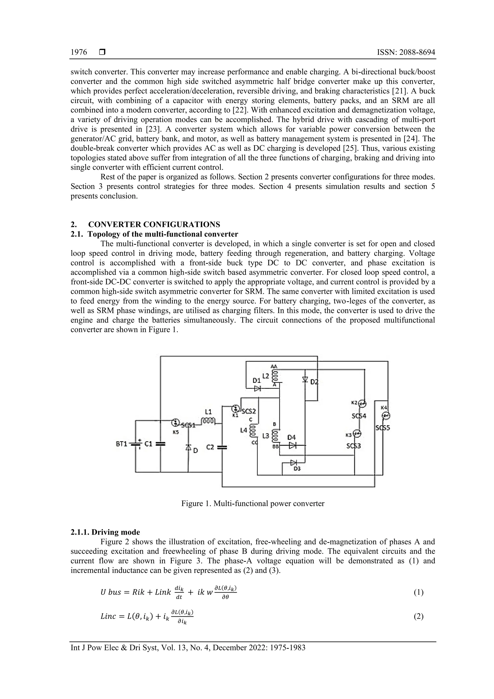 A Multi Functional Converter Based Switched Reluctance Motor Drive For