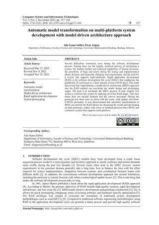 Automatic model transformation on multi-platform system development with model driven ...