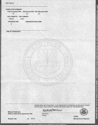 Master's Degree Official Transcript 2 | PDF