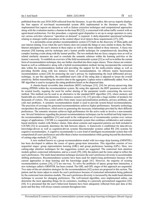 Personalized E-commerce based recommendation systems using deep-learning techniques | PDF