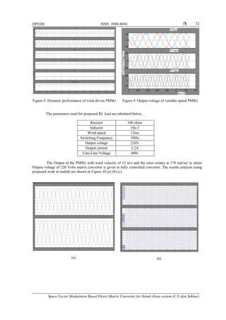 Space Vector Modulation Based Direct Matrix Converter for Stand-Alone ...
