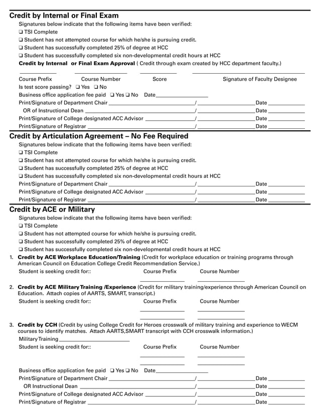 HCC Application for Advanced College Credit | PDF