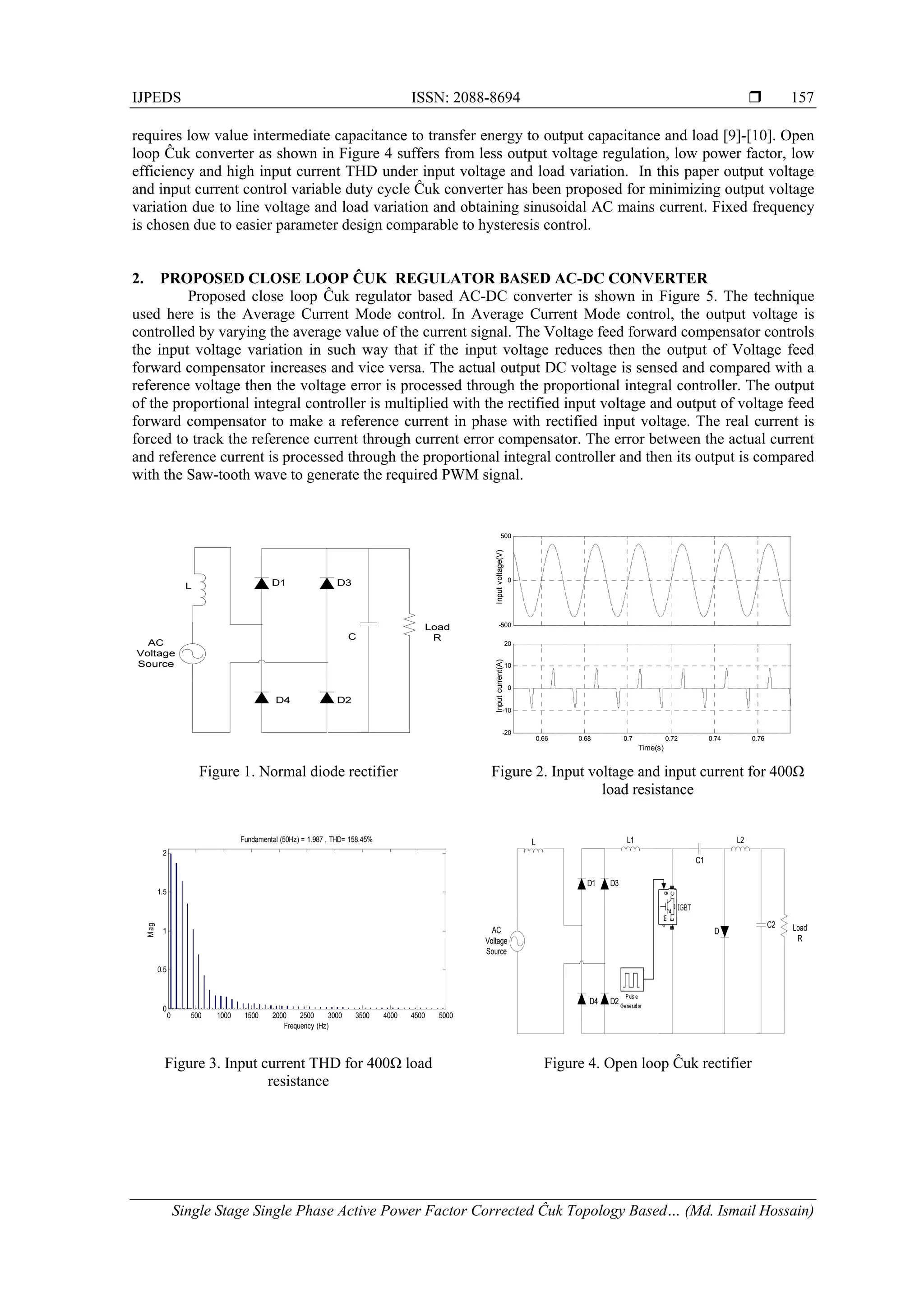 Single Stage Single Phase Active Power Factor Corrected Ĉuk Topology Based AC-DC Converter | PDF