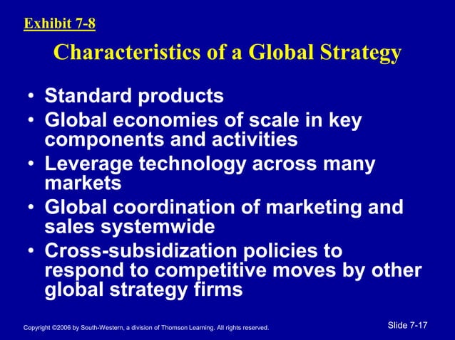 Chapter 7 Global strategy | PPT | Large Business | Business