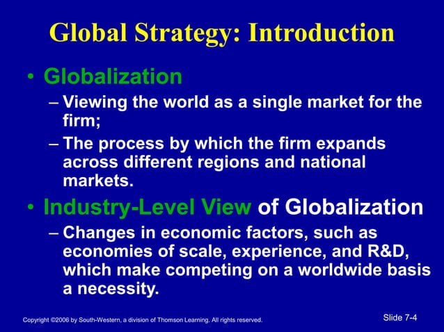 Chapter 7 Global strategy | PPT | Large Business | Business