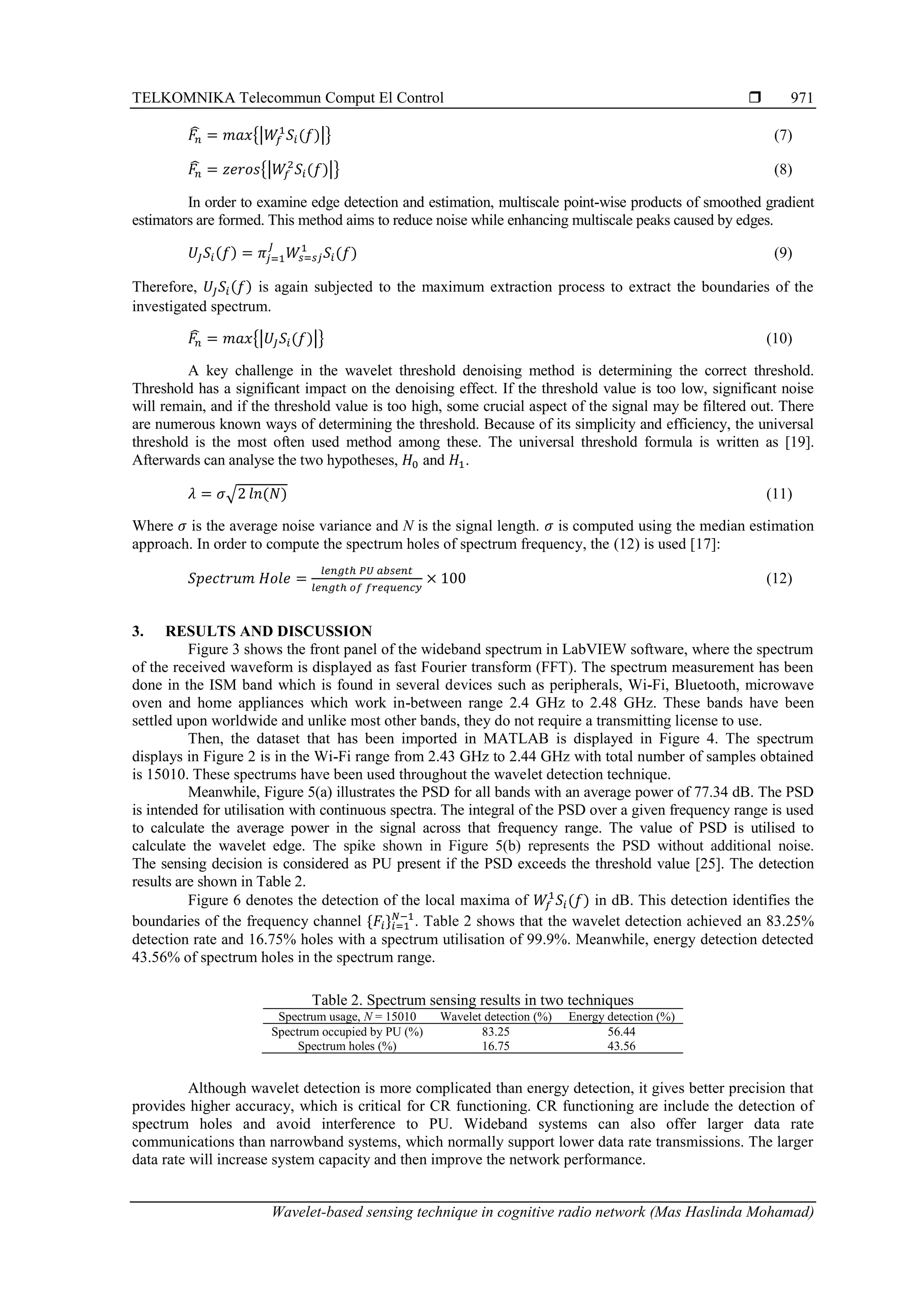 Wavelet-based sensing technique in cognitive radio network | PDF | Internet of Things | Internet