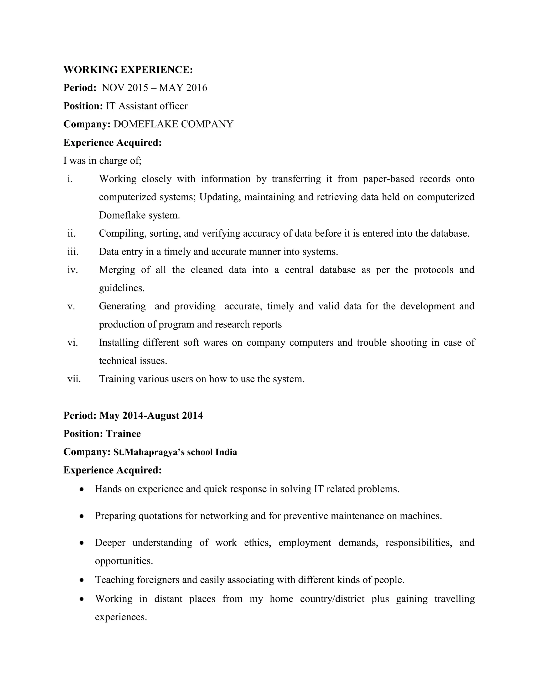Ahamya William's CV | PDF