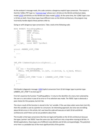 64-Bit Code in 2015: New in the Diagnostics of Possible Issues | PDF