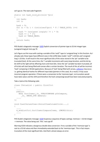 64-Bit Code in 2015: New in the Diagnostics of Possible Issues | PDF
