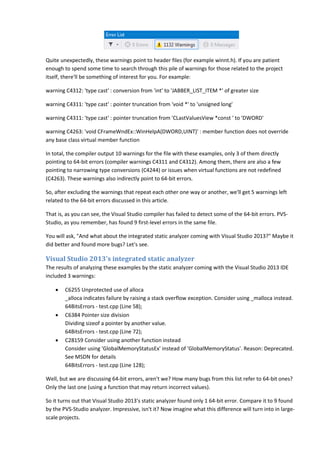 64-Bit Code in 2015: New in the Diagnostics of Possible Issues | PDF