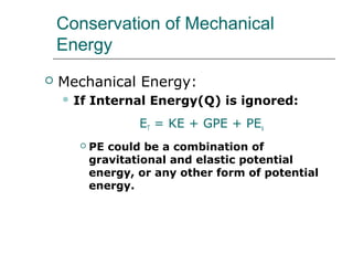 Conservation Of Mechanical Energy Equation