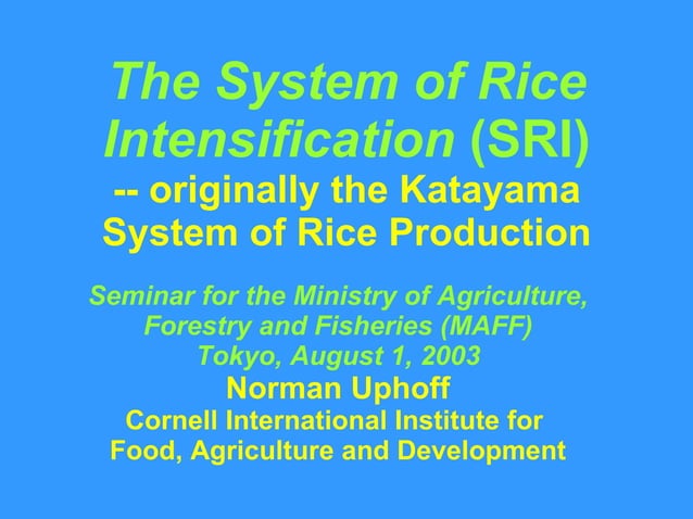 0327 The System of Rice Intensification (SRI) | PPT