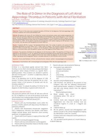 The role of d dimer in the diagnosis of left atrial appendage thrombus ...