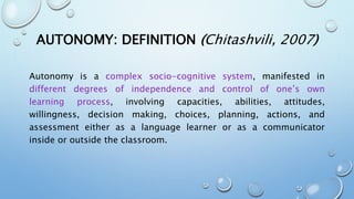 Autonomy, critical thinking and formative assessment | PPT