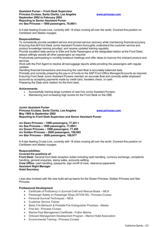 Catharina Sandu CV (March) | DOC | Cruises | Travel Type