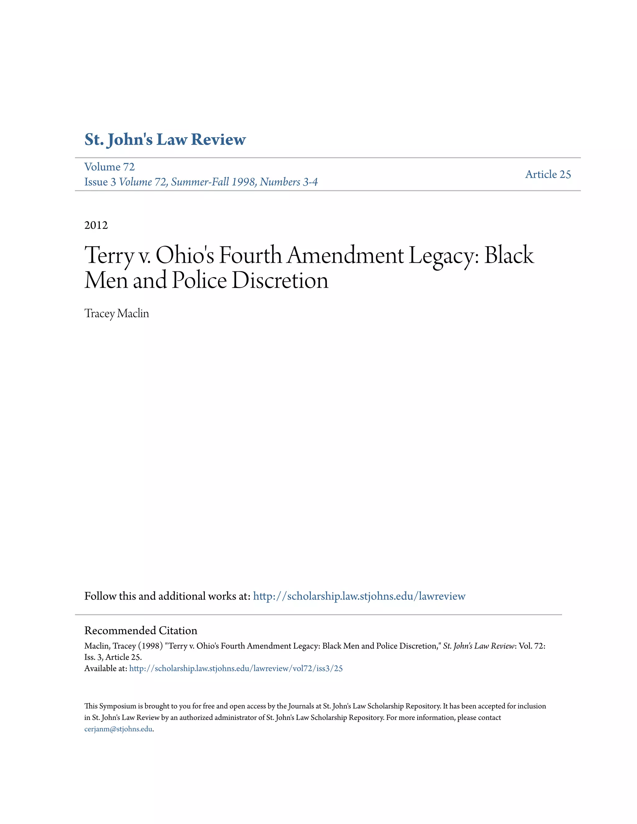 Terry-v-Ohio’s-4th-Amendment-Legacy | PDF