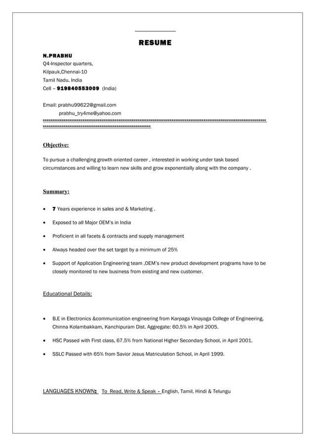 Prabhu Resume | PDF