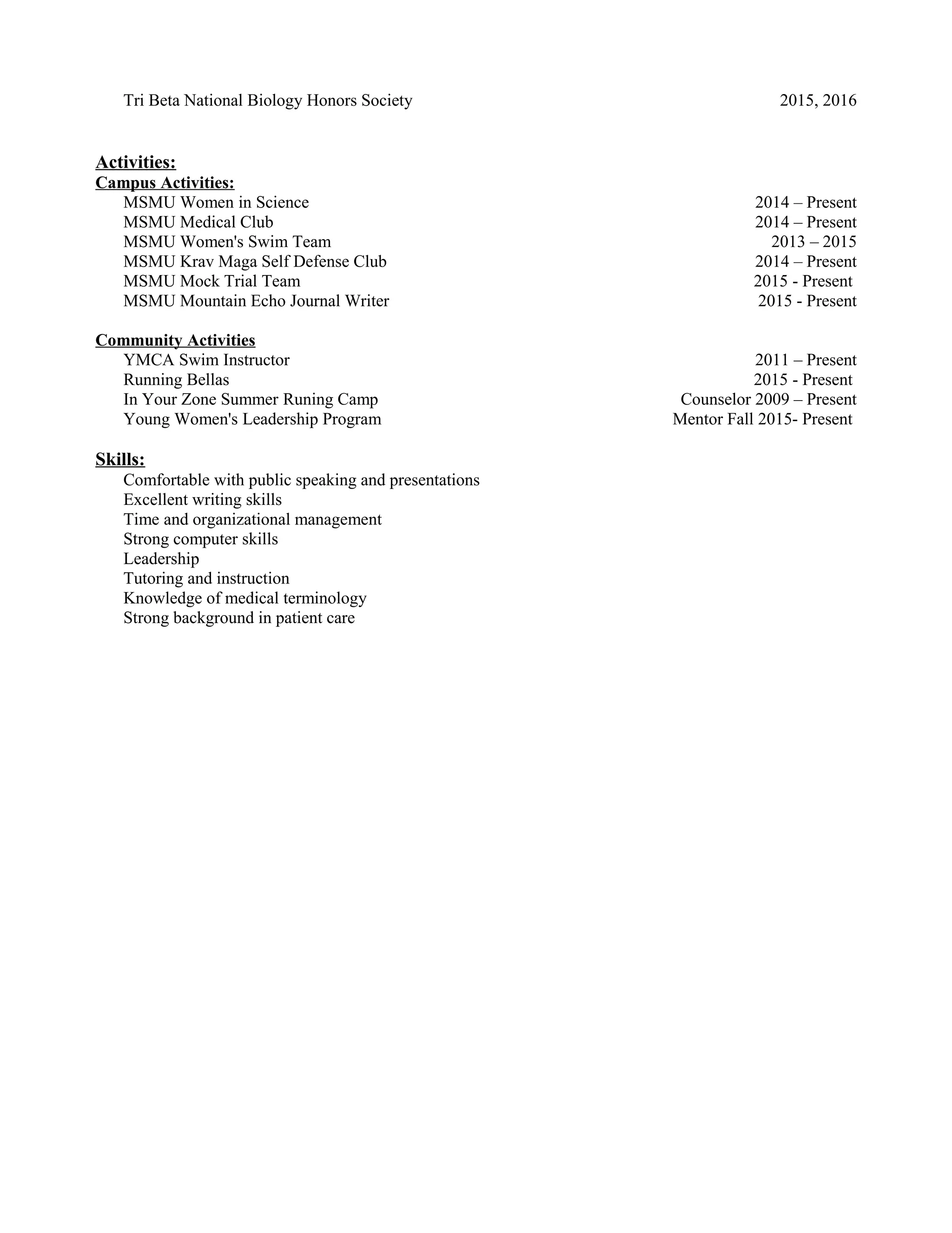 2015 2016 Resume Pdf