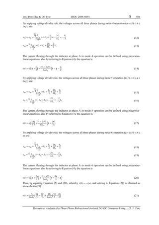 Theoretical Analysis of a Three-Phase Bidirectional Isolated DC-DC Converter Using Phase-Shifted ...