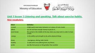 033 Unit 5 lesson 1 Talk about exercise habits.pptx