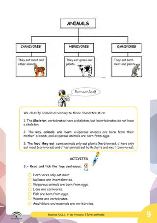 I love animals 4th primary | PDF