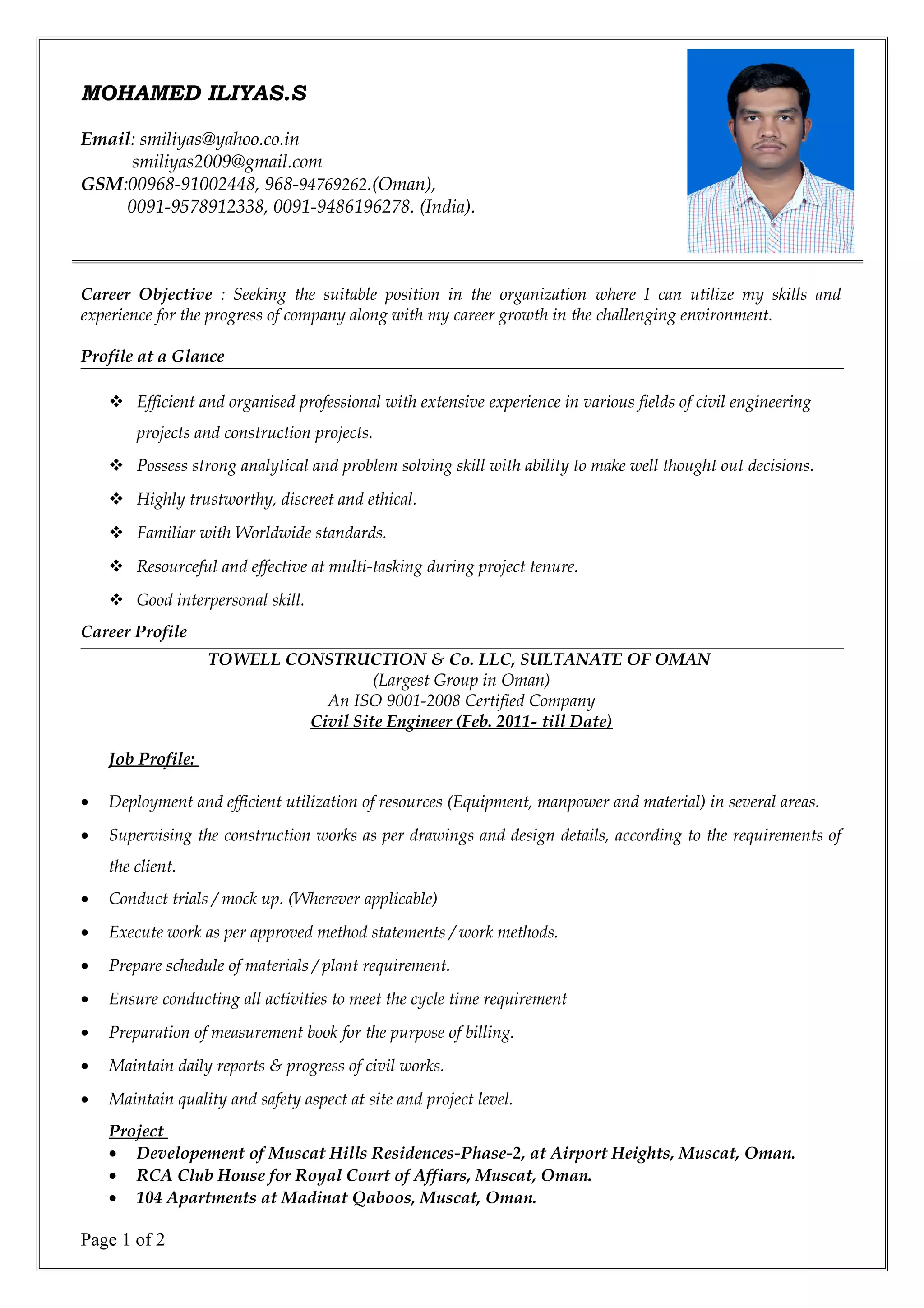 Mohamed Iliyas_Site Engineer | DOC