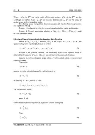 Back-Stepping Control of Free-Floating Space Robot based on Adaptive Neural Network | PDF