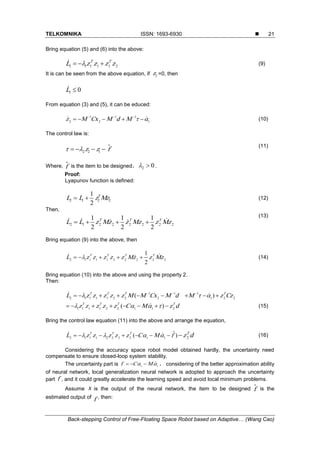 Back-Stepping Control of Free-Floating Space Robot based on Adaptive Neural Network | PDF