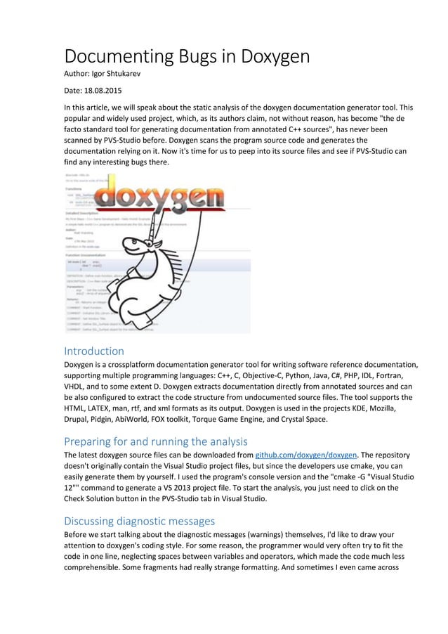 Documenting Bugs in Doxygen | PDF