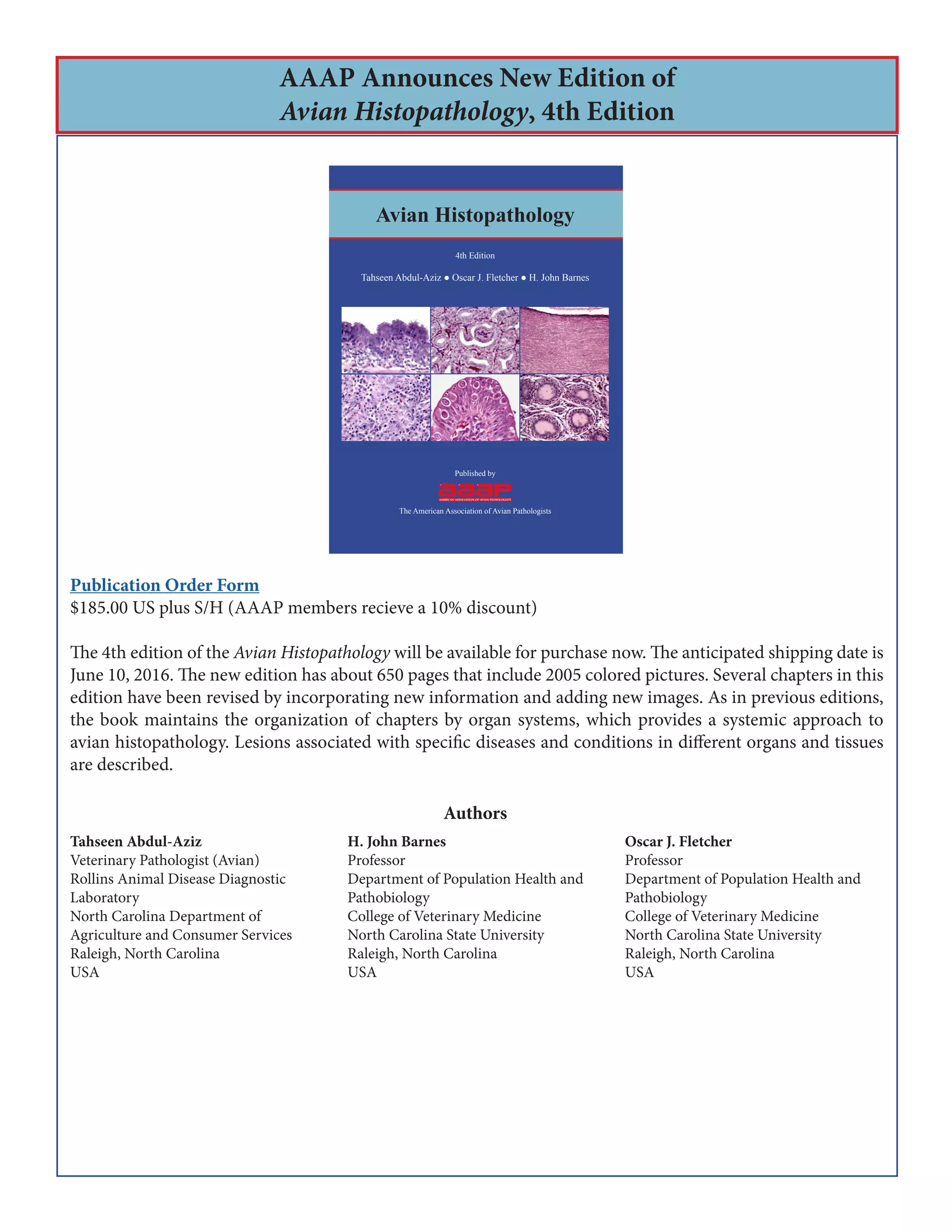 Avian Histopathology 4th Edition | PDF
