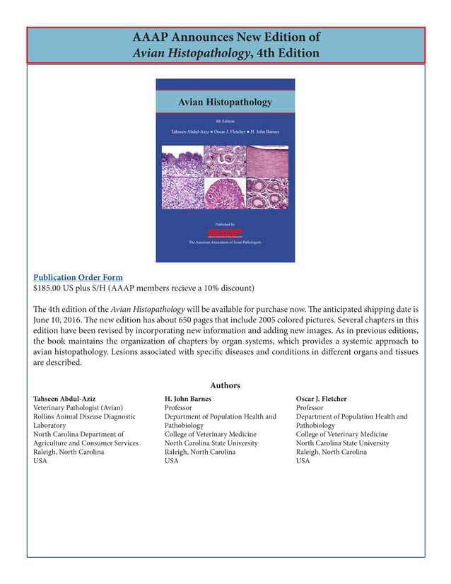 Avian Histopathology 4th Edition | PDF
