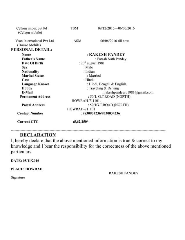 cv rakesh pandey | PDF