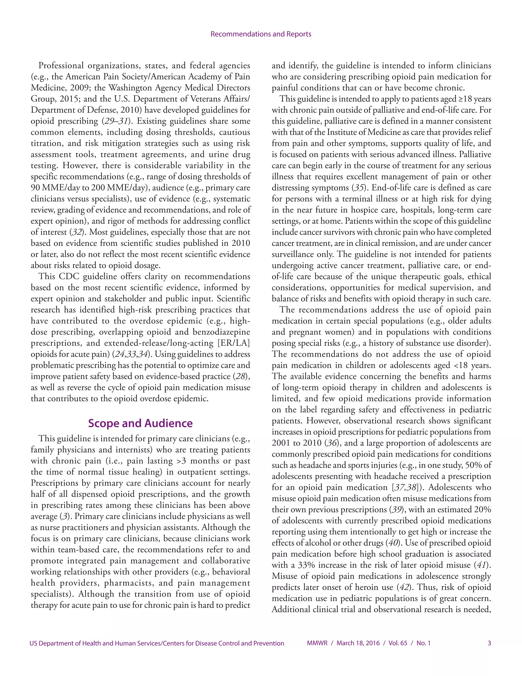 CDC Opioid Prescribing Guidelines | PDF